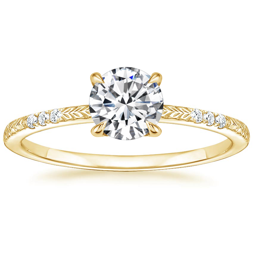 18K Yellow Gold Laurel Diamond Ring with Laurel Diamond Ring ...