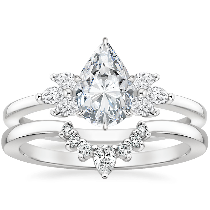 18K Yellow Gold Stella Diamond Ring with Lunette Diamond Ring ...