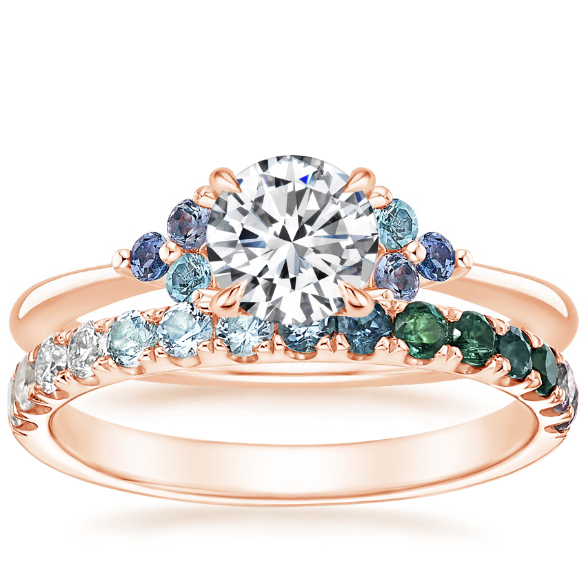 18K White Gold Indigo Melody Ring with Coastal Ombre Ring | Brilliant Earth