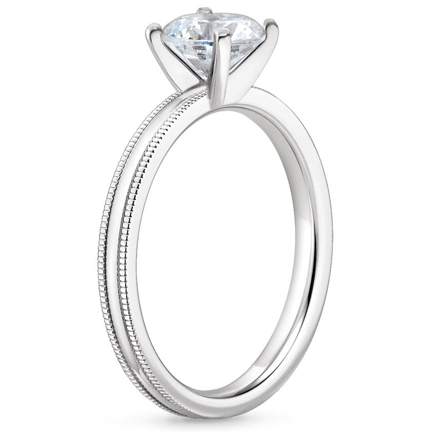 18K White Gold 2mm Milgrain Ring