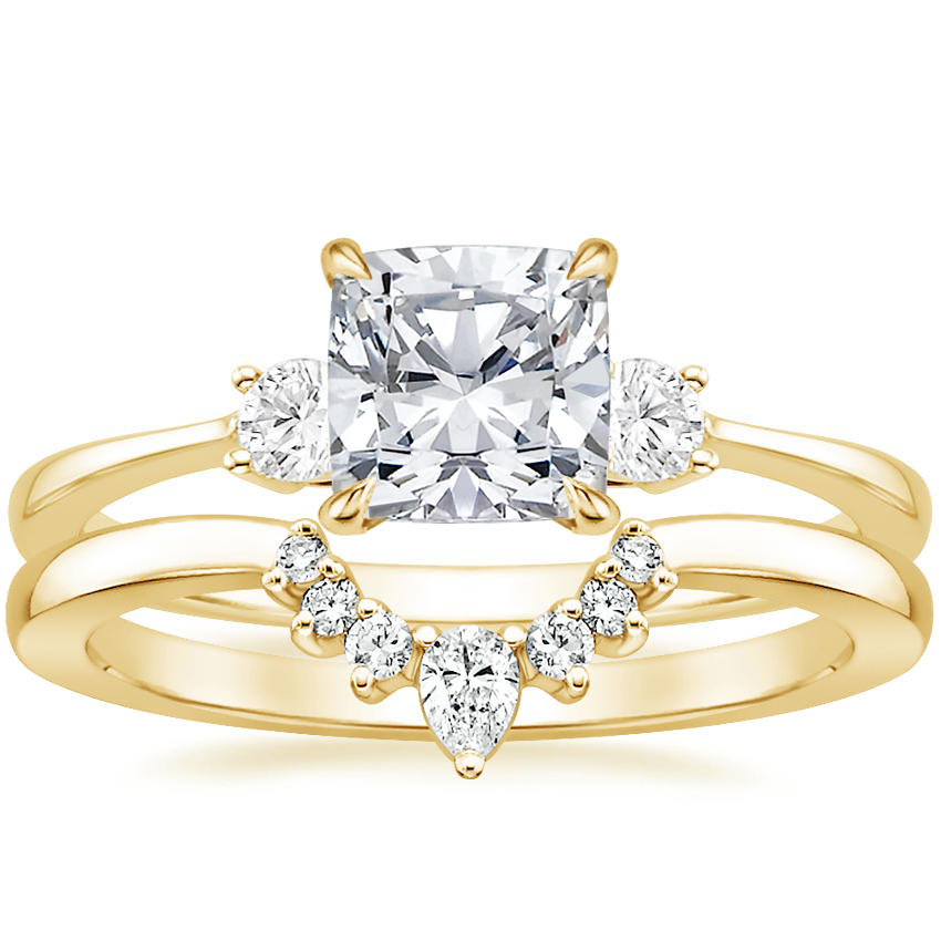 Selene Diamond Ring with Lunette Diamond Ring in 18K Yellow Gold ...