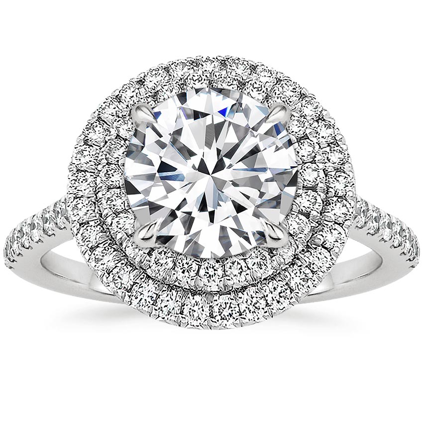 18K White Gold Soleil Diamond Ring with Whisper Diamond Ring (1/10 ct ...