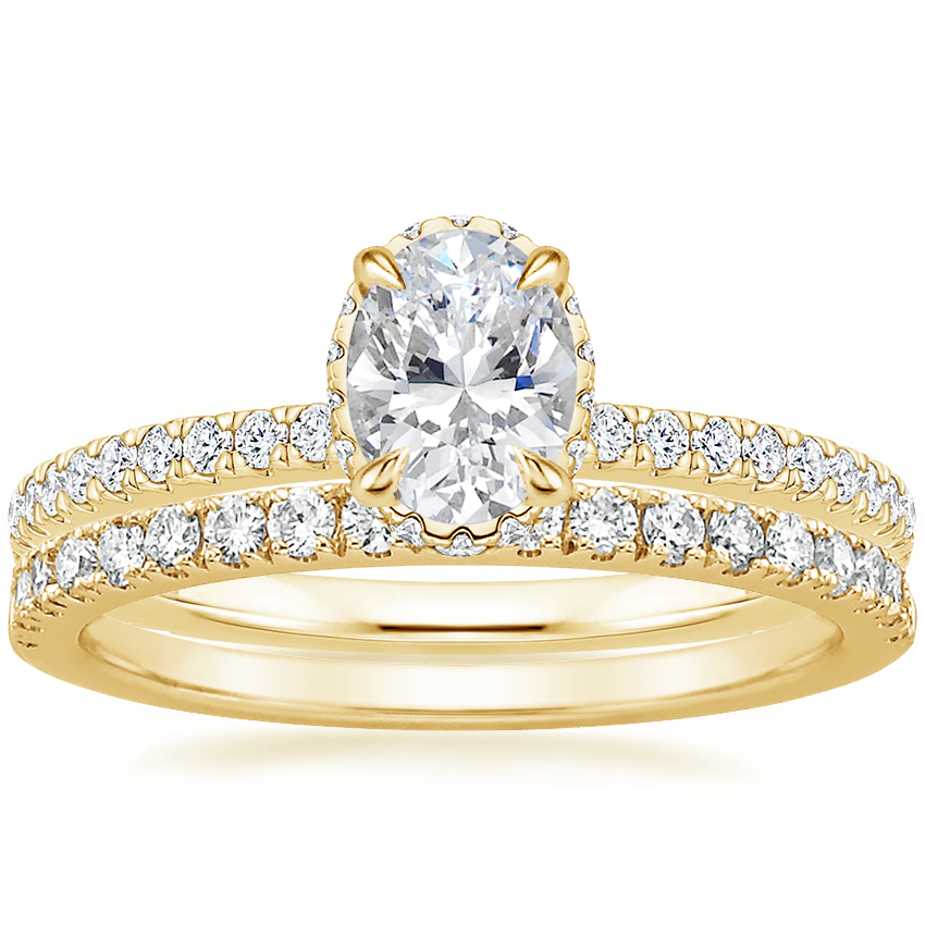 14K Rose Gold Gala Diamond Ring with Bliss Diamond Ring (1/5 ct. tw ...