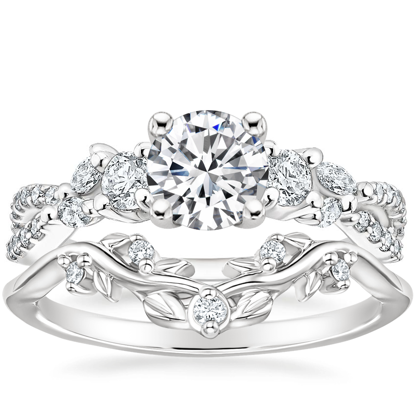 18K White Gold Three Stone Luxe Willow Diamond Ring (1/2 ct. tw.) with ...