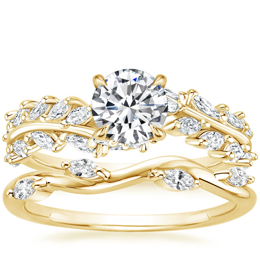18K Yellow Gold Winding Ivy Diamond Ring (3/4 ct. tw.) with Winding ...
