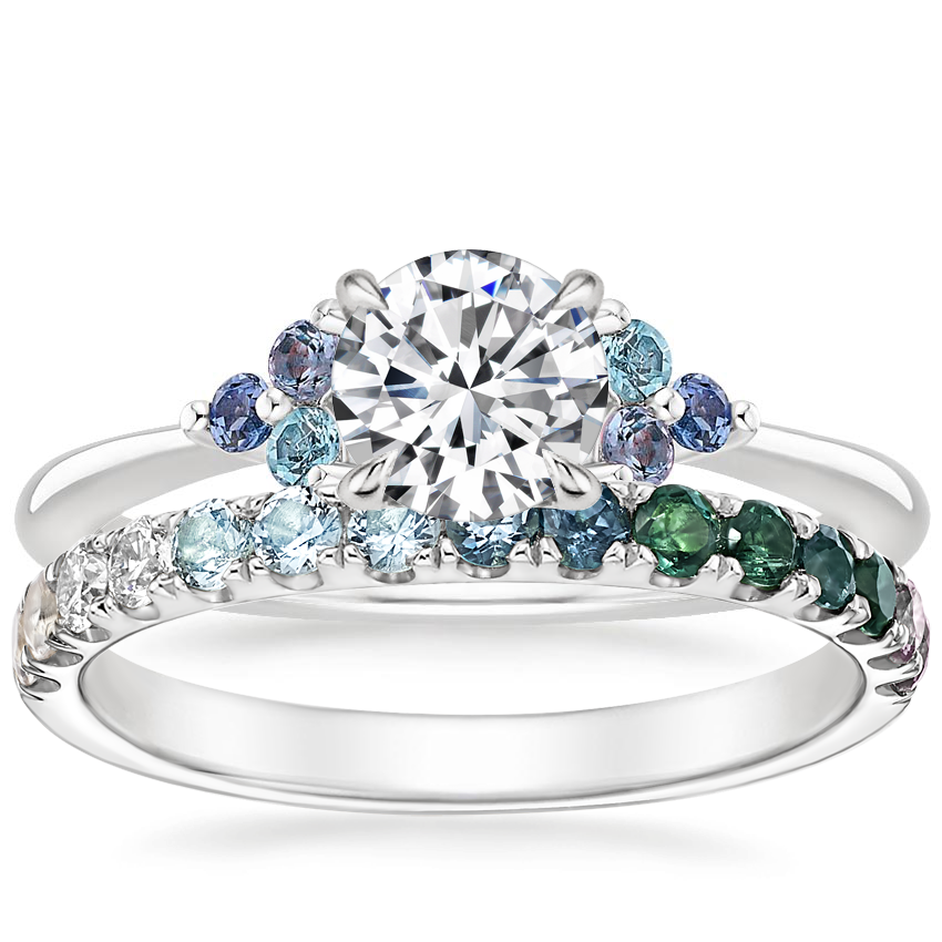 18K White Gold Indigo Melody Ring with Coastal Ombre Ring | Brilliant Earth