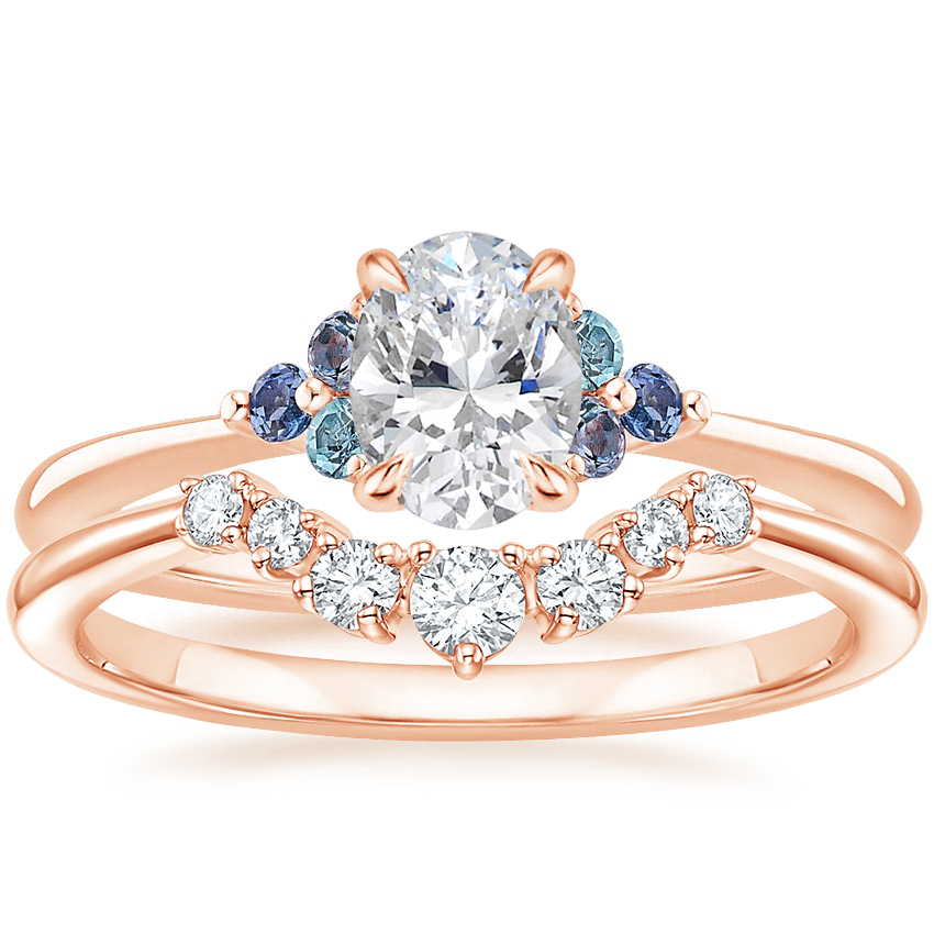 14K Rose Gold Indigo Melody Diamond Ring with Aria Contoured Diamond ...