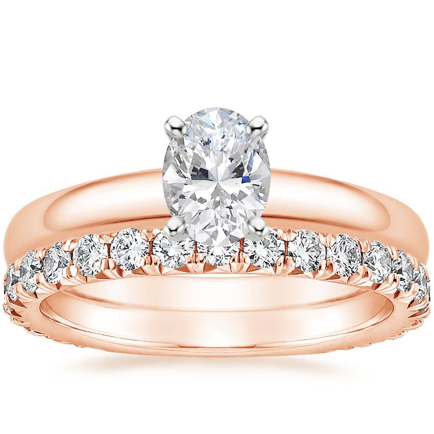 18K White Gold 3mm Comfort Fit Ring with Luxe Sienna Diamond Ring (5/8 ...