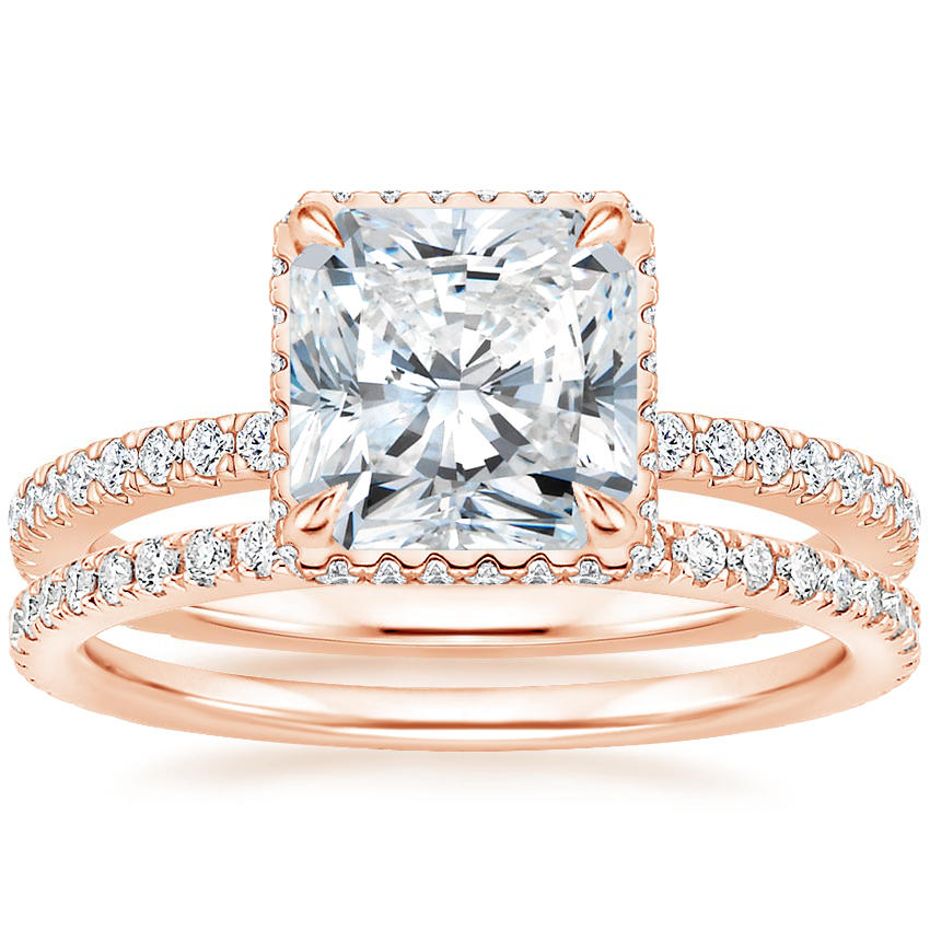 14K Rose Gold Gala Diamond Ring with Luxe Ballad Diamond Ring (1/4 ct ...