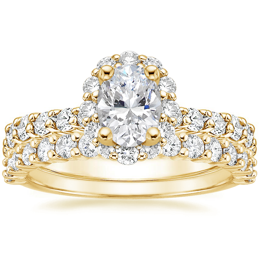 18K White Gold Lotus Flower Diamond Ring with Side Stones with Shared ...