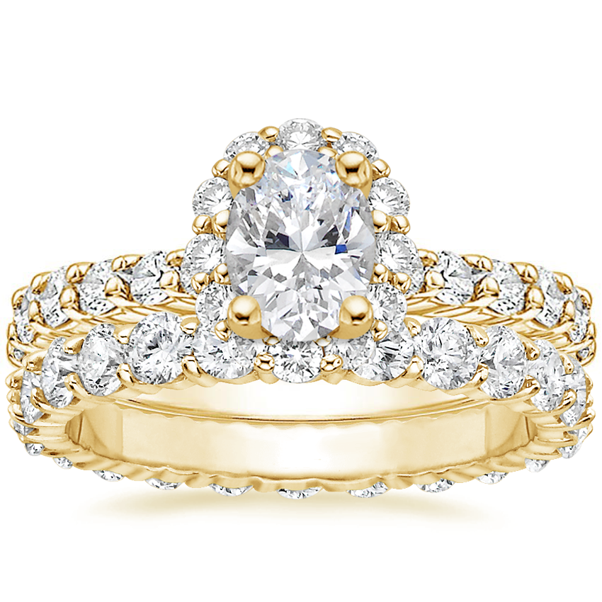 Platinum Lotus Flower Diamond Ring with Diamond Eternity Ring (1 1/3 ct ...