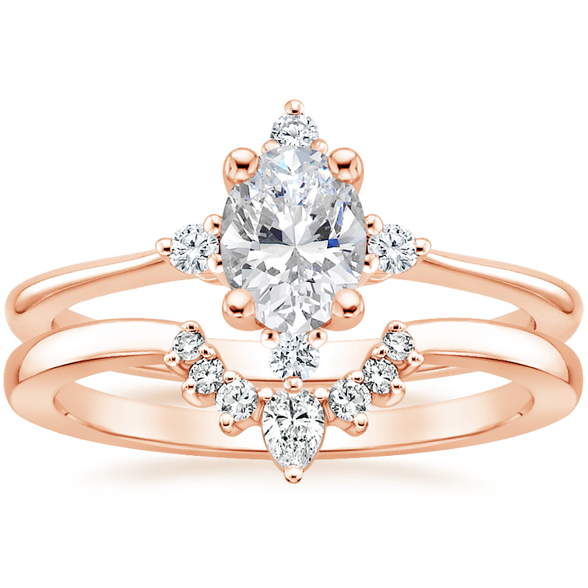 14K Rose Gold Luminesce Diamond Ring with Lunette Diamond Ring ...