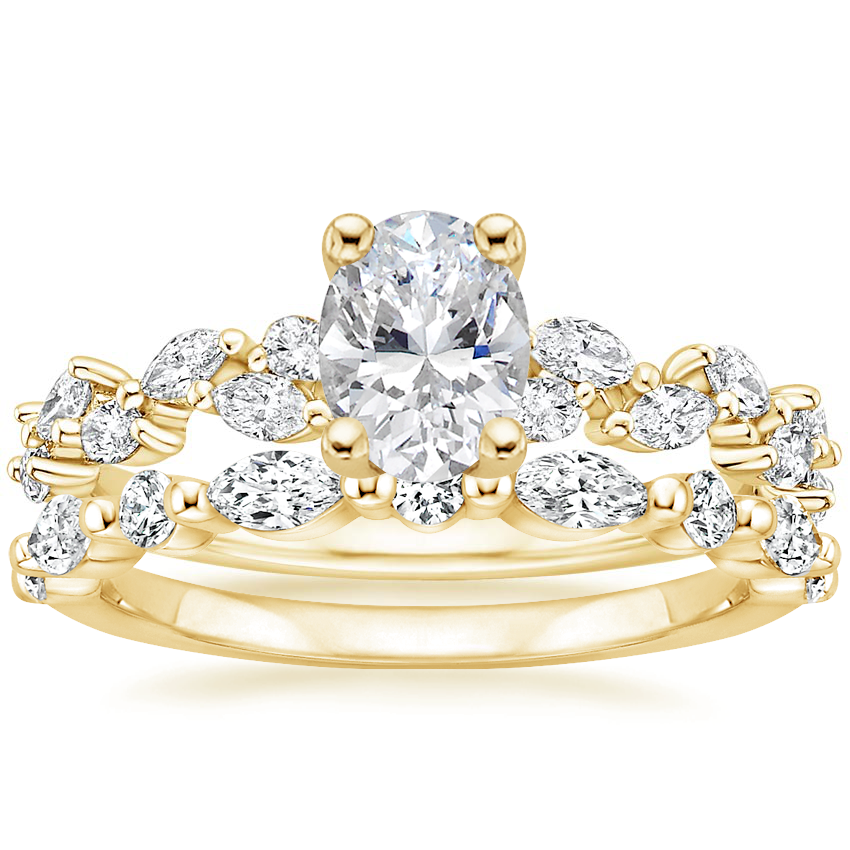 18K White Gold Hyacinth Diamond Ring with Versailles Diamond Ring (3/8 ...
