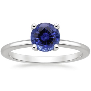 Sapphire Flush Fit Solitaire Ring in 18K White Gold