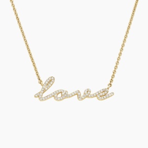 Script Love Diamond Pendant Necklace in 14K Yellow Gold | Brilliant Earth