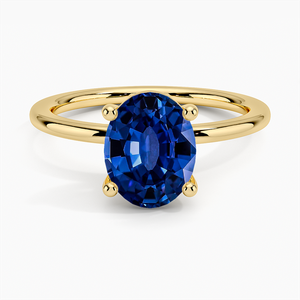 Lab Grown Sapphire Flush Fit Solitaire Ring in 18K Yellow Gold