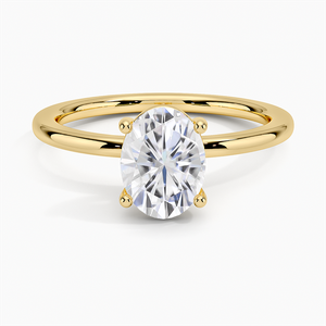 Moissanite Flush Fit Solitaire Ring in 18K Yellow Gold
