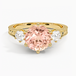 Lab Grown Sapphire Hudson Engraved Three Stone Lab Diamond Ring (1/3 ct ...