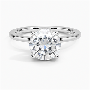Moissanite Flush Fit Solitaire Ring in 18K White Gold