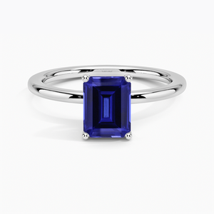 Sapphire Flush Fit Solitaire Ring in 18K White Gold
