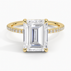 Moissanite Viviana Half-Coverage Lab Diamond Ring in 18K Yellow Gold ...