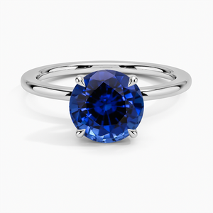 Lab Grown Sapphire Audrey Flush Fit Solitaire Ring in 18K White Gold