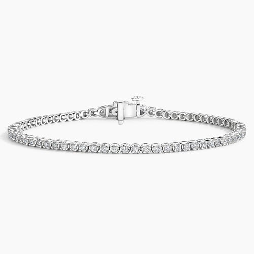 18K White Gold 7 in. Diamond Tennis Bracelet 1 Carat Brilliant Earth