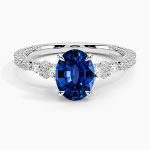 Lab Grown Sapphire Primrose Diamond Ring in 18K White Gold
