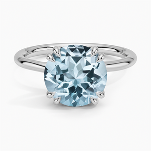 Aquamarine Dulce Double Claw Prong Solitaire Ring in Platinum ...