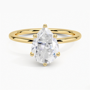 Moissanite Flush Fit Solitaire Ring in 18K Yellow Gold