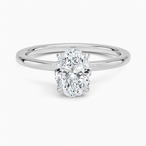Secret Halo with 1ct Oval Certified Lab Diamond in 18K White Gold ...