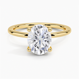 Moissanite Flush Fit Solitaire Ring in 18K Yellow Gold