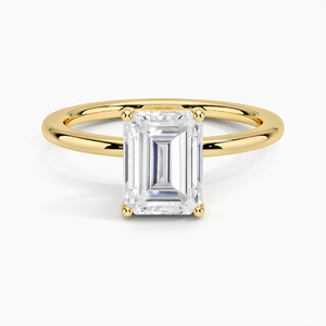 Moissanite Flush Fit Solitaire Ring in 18K Yellow Gold