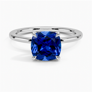 Lab Grown Sapphire Audrey Flush Fit Solitaire Ring in 18K White Gold