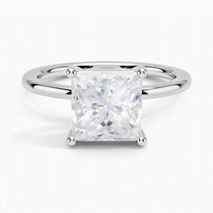 Moissanite Flush Fit Solitaire Ring in 18K White Gold