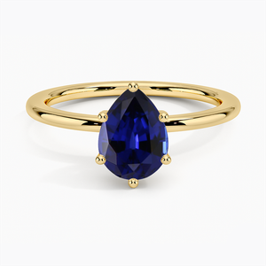 Lab Grown Sapphire Flush Fit Solitaire Ring in 18K Yellow Gold
