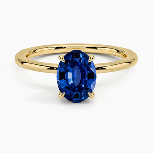 Lab Grown Sapphire Audrey Flush Fit Solitaire Ring in 18K Yellow Gold